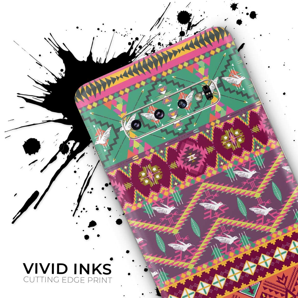 DesignSkinz Vector Aztec Birdy Pattern Protective Vinyl Decal Wrap Skin Cover Compatible with The Samsung Galaxy S20 (Screen Trim & Back Glass Skin)