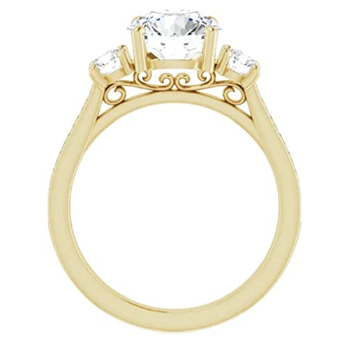 925 Silver,10K/14K/18K Solid Yellow Gold Handmade Engagement Ring 2 CT Round Cut Moissanite Diamond Solitaire Wedding/Gorgeous Gift for/Her Wife Rings
