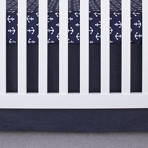 NoJo 100% Cotton Fitted Crib Sheet, Anchors, Navy/White