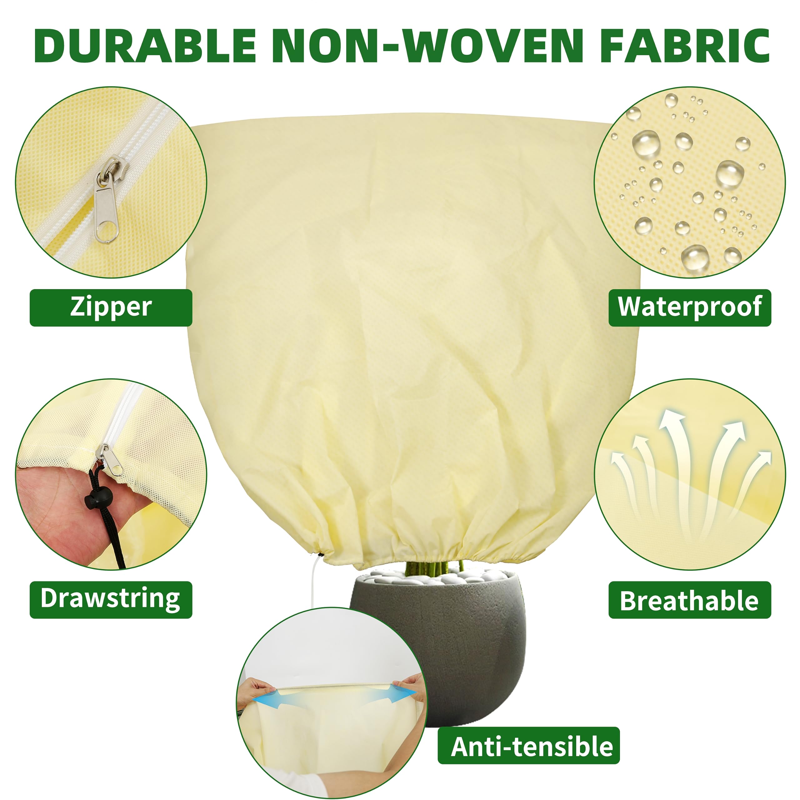 85”(W)x95”(H) Plant Covers Freeze Protection, 2.8oz/yd² Winter Frost Covers for Outdoor Plants,1 Pcs Extra Large Tree covers with Zipper Drawstring, Protect Plants from Cold, Frost, Wind, and Pests