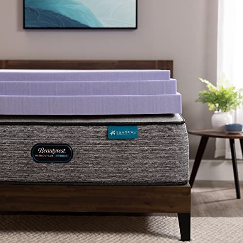 BEAUTYREST, Lavender Colored, Aloe Gel Bead, Pressure Relieving Memory Foam Mattress Topper, 2 inch, Queen