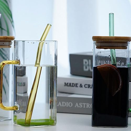 400ml Square Glass Cup With Lid And Straw Transparent Coffee Cup Cup Drinking Mocha Juice Wine Milk O6j7 Bubble C Beer Glass Tea