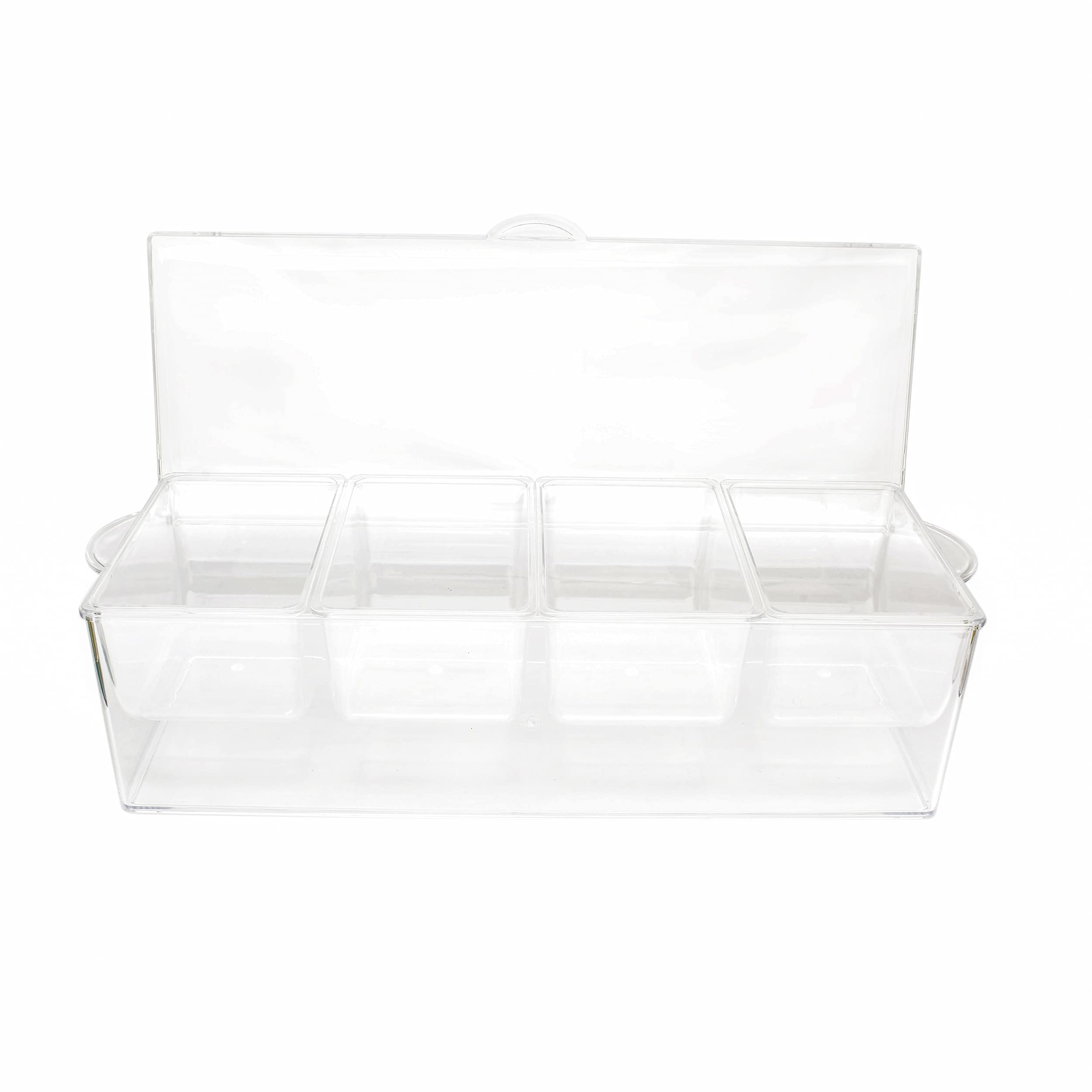 7Penn Condiment Tray with Ice Chamber, 4 Condiment Containers, Lid - Bar Garnish Tray Chilled Condiment Server Caddy