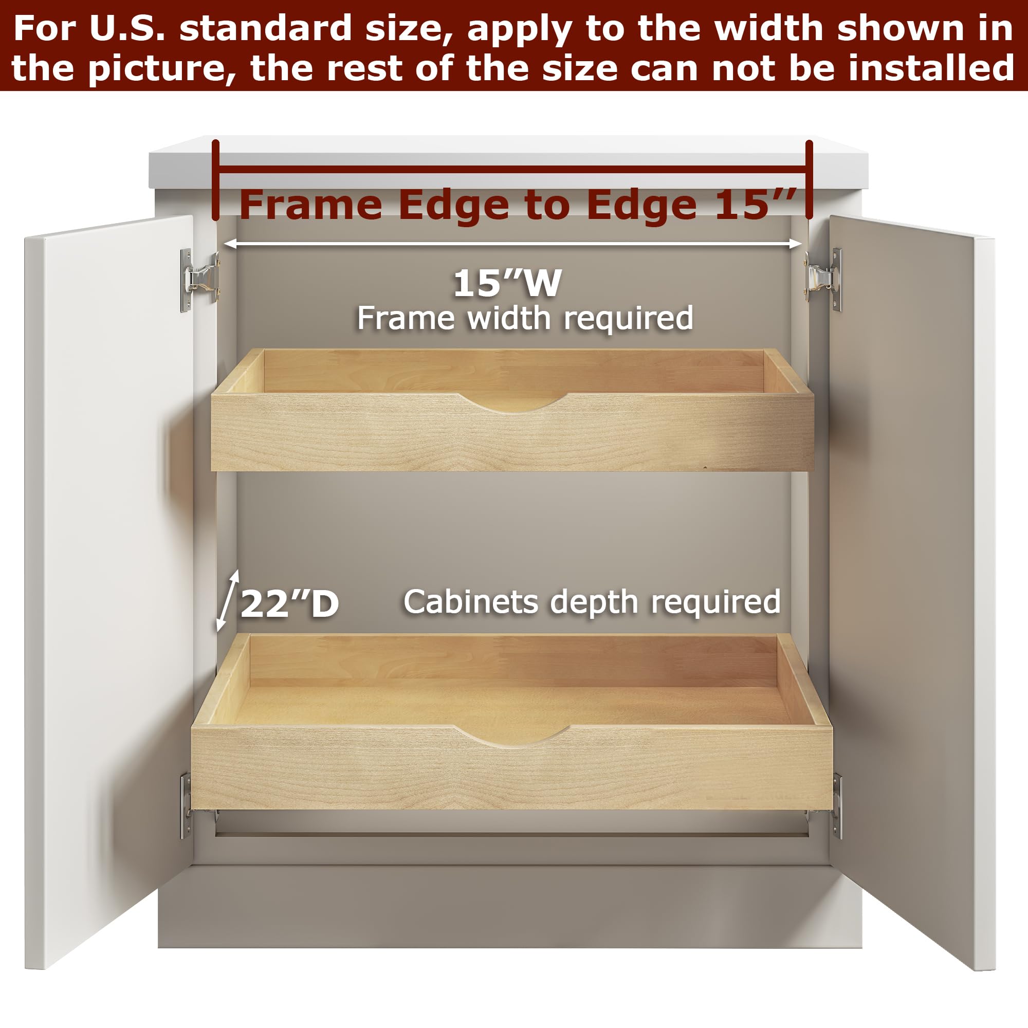 ALINE FURNITURE Pull Out Drawers for Cabinets Wood, 14" W X 21" D Slide Out Drawers for Kitchen Cabinets, Pull Out Shelves, Roll Out Drawers for Pantry Cabinet Organizer
