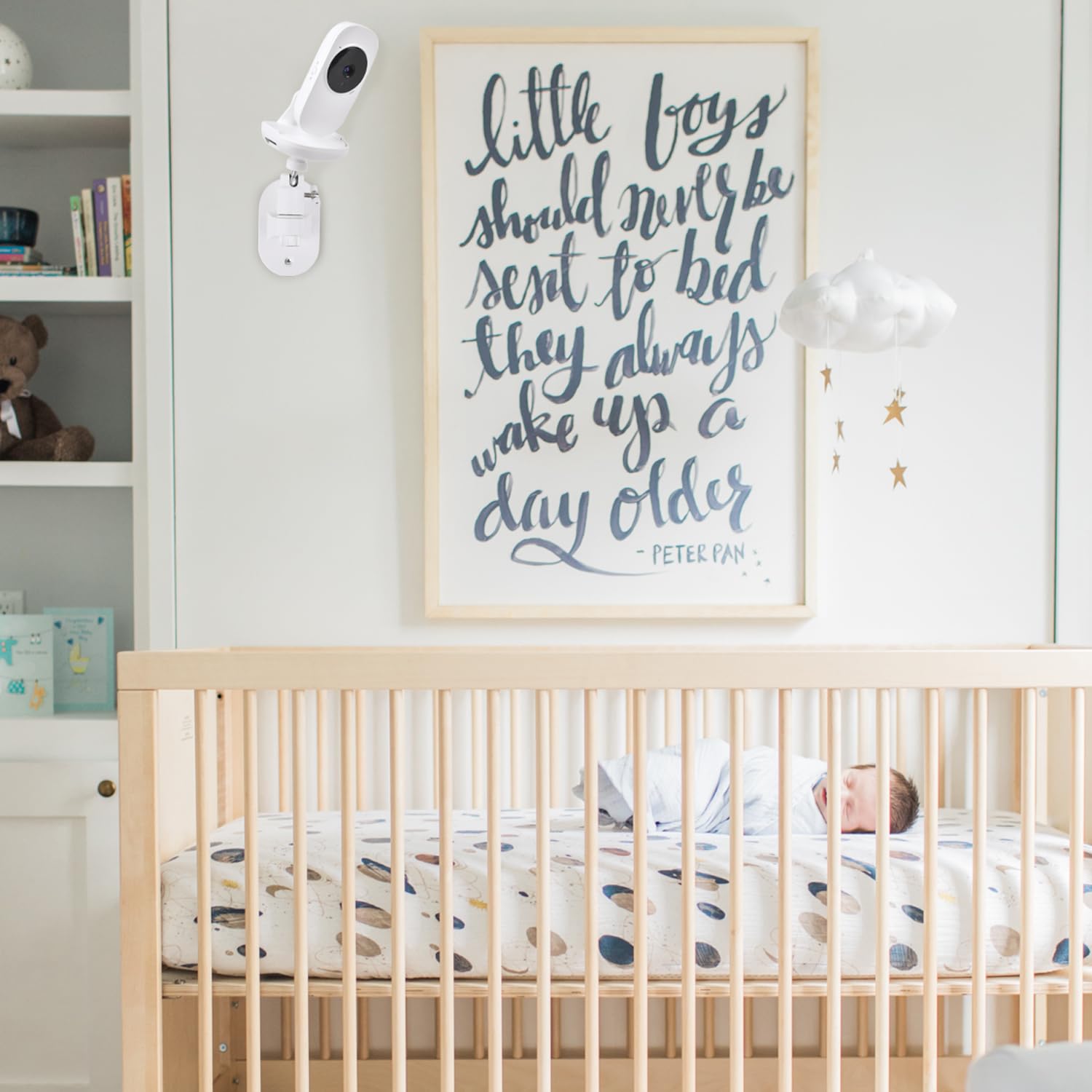 Adjustable Baby Monitor Wall Mount for VTech VM819, Baby Monitor Holder, Indoor Security Camera Mount for Crib Nursery, Perfect View Angle and Easy Installation-White