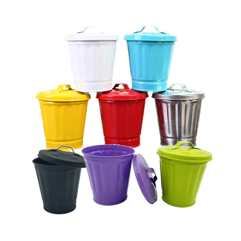 AITING Mini Trash can & Iron Garbage can Pencil Cup Holder 2pcs (Green)