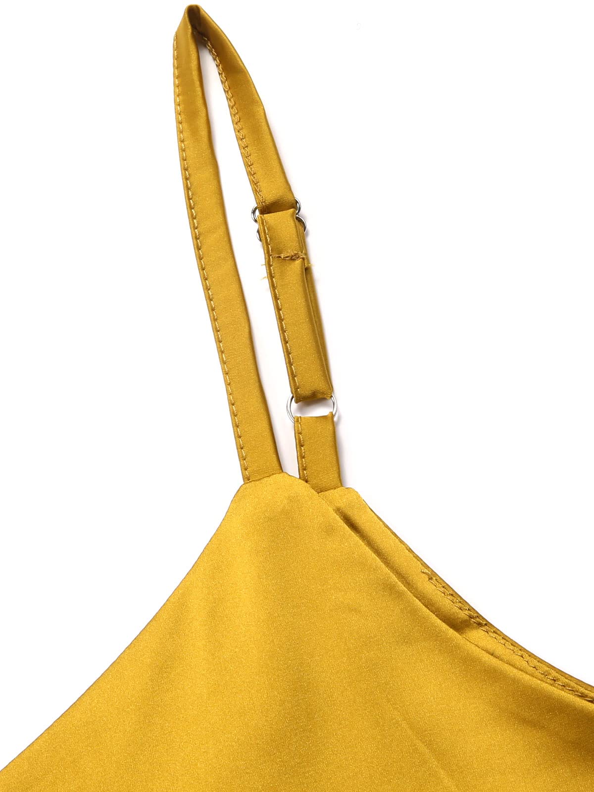 7th Element Womens Silk Satin Camisole Plus Size Tank Tops V Neck Casual Cami Sleeveless Blouses Summer Basic Tank Shirt(Mustard Yellow,L)