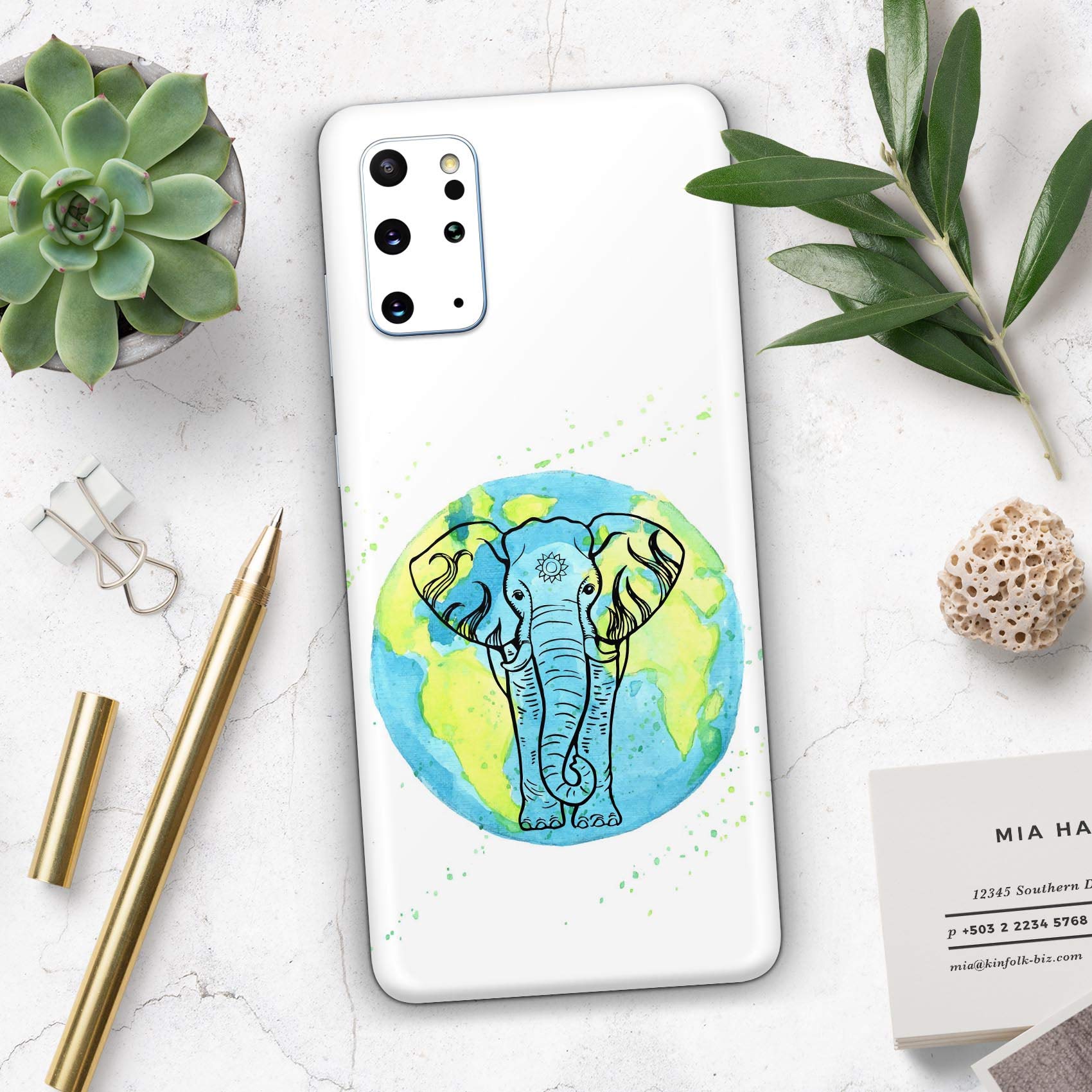 DesignSkinz Worldwide Sacred Elephant Protective Vinyl Decal Wrap Skin Cover Compatible with The Samsung Galaxy S20 (Screen Trim & Back Glass Skin)