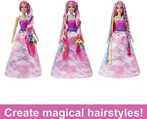 Barbie Dreamtopia Doll, Twist 'n Style Pink Hair with Rainbow Extensions, Twisting Tool and Styling Accessories