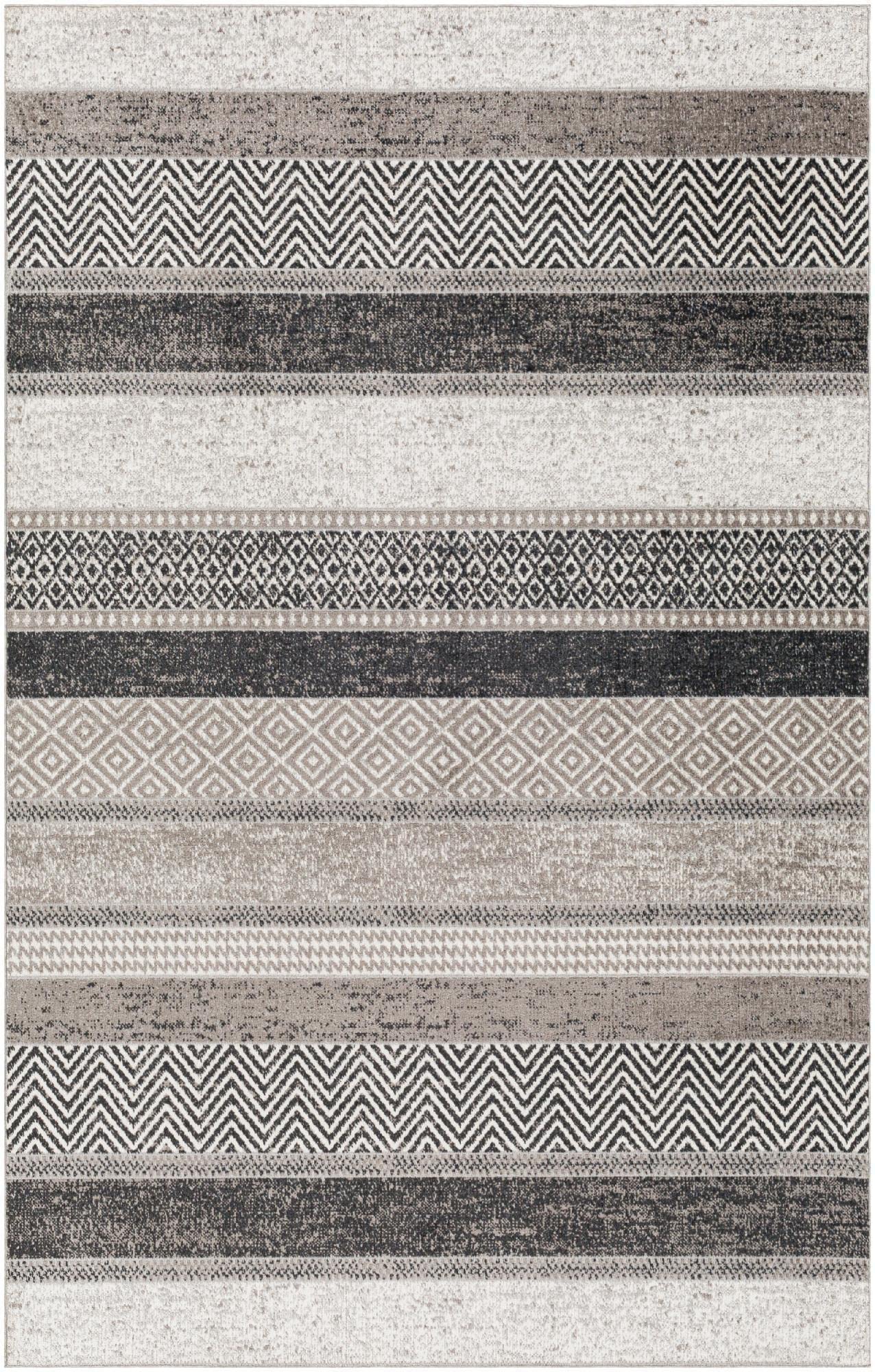 Mark&Day Washable Rugs, 8x10 Sandborn Modern Medium Gray Area Rug, Black Grey Beige Carpet for Living Room, Bedroom or Kitchen (7'10" x 10', Machine Washable)