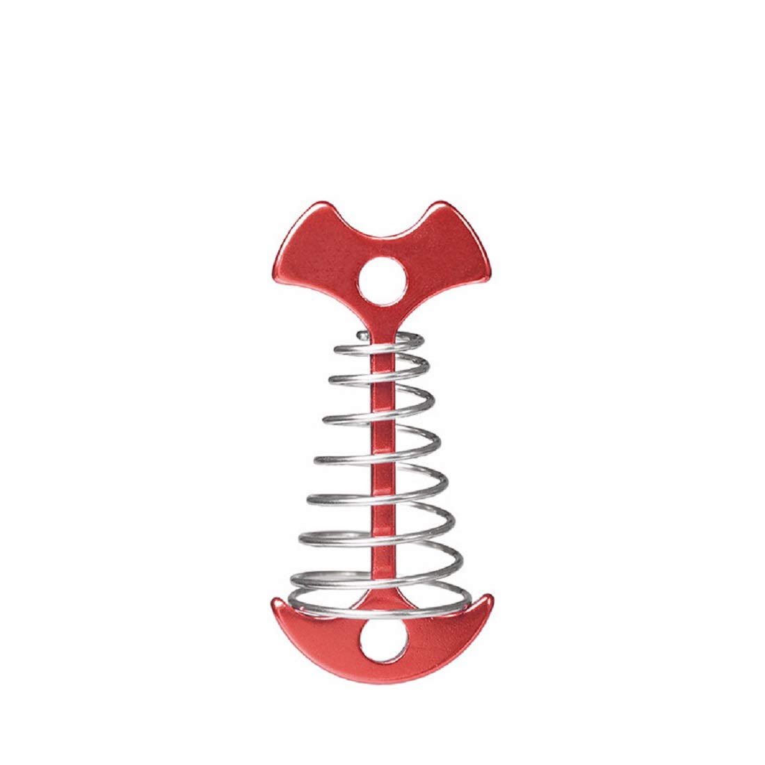6pcs Aluminum Guyline Cord Adjuster Rope Tensioners Tent Awning Deck Anchor Pegs for Camping Hiking Outdoor Gallery Road or Timber Deck, 3 Inches Fishbone Shape with Spring Buckle