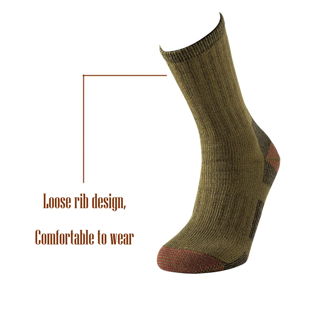 ACOL 78% Merino Wool Socks for Men Reinforced Toe Heel Thick Moisture Wicking Terry-Loop Cushioned Outdoor Hiking Running