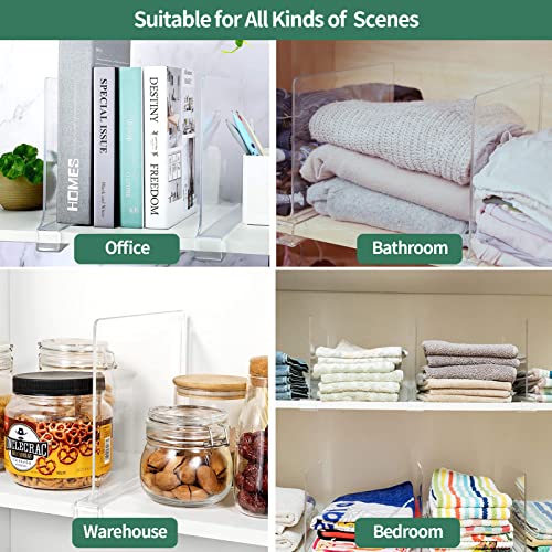 MIVERYEA Acrylic Shelf Dividers, Clear Shelf Divider for Closet Organization 6 Pack Plastic Shelve Divider for Clothes Purses Separators