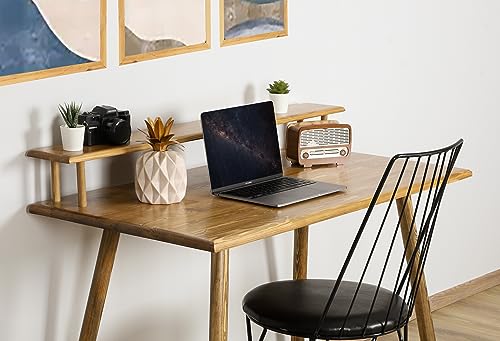 BAROKKO Solid Wood Desk 46"; Computer Desk;Home Office Desk with Monitor Shelf