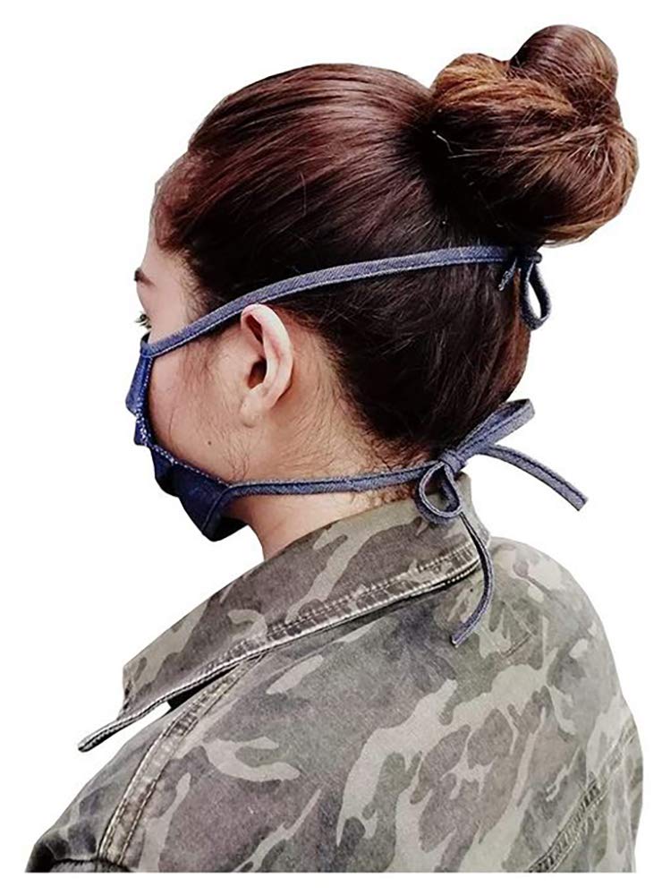 Adjustable Cotton Blend Face Cover 3-Pack, Blue Twill, 65% Poly Blend - Assorted Blue, 5 in x 4.5 in x 0.5 in (226673)