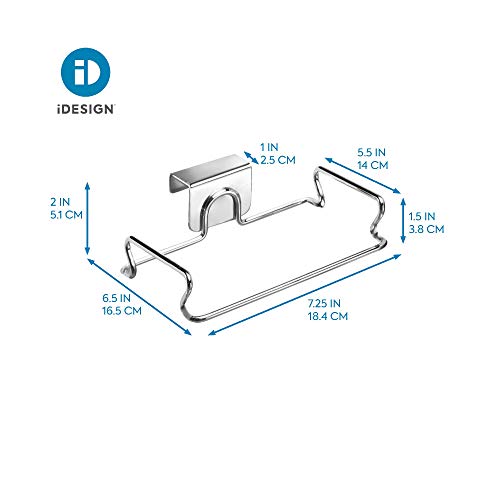 iDesign Classico Metal Over the Cabinet Plastic Bag Holder for Kitchen, Pantry, Bathroom, Dorm Room, Office, 5.5" x 6.5" x 2", Chrome