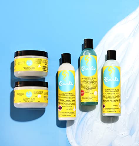 Curls Blueberry Bliss Reparative Hair Wash - 8 oz, Encourage Balanced Scalp, Rich and Creamy Sulfate-Free Cleanser, For Wavy, Curly, and Coily Hair Types