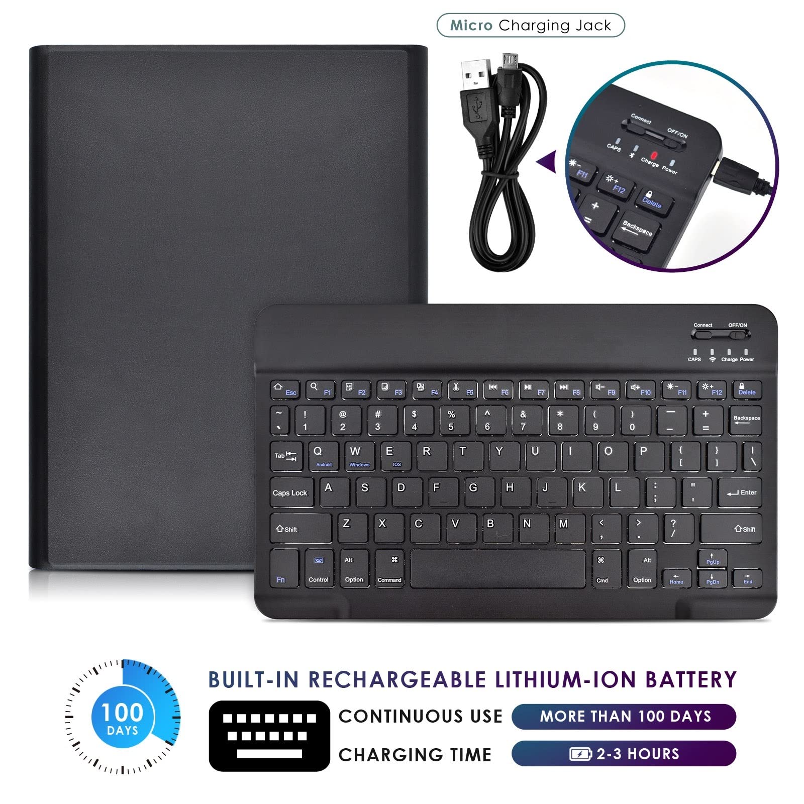 DETUOSI iPad 9.7" Case with Keyboard for iPad Air 2/ Air 1, iPad Pro 9.7, iPad 9.7 inch 2017/2018 (5th/ 6th Gen), Detachable Wireless Keyboard + Multiple Angle Stand PU Leather Cover for iPad 9.7-inch