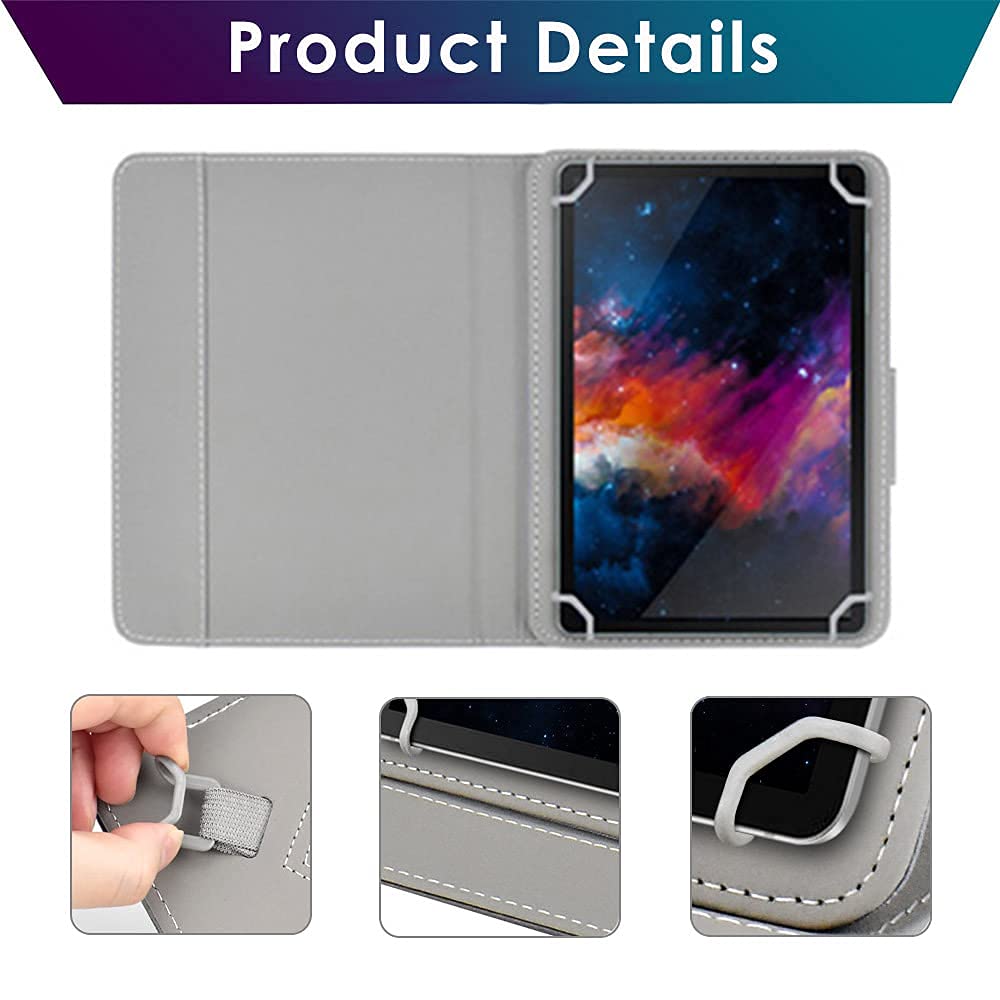 DETUOSI Universal 7.0 inch Tablet Case, 7 inch Tablet Cover, Travel Portable Protective Folio PU Leather Stand Shell Case【with 4 Fixed Rings】for All Kinds of 7.0-7.9 inch Android/iOS/Windows Tablet #2