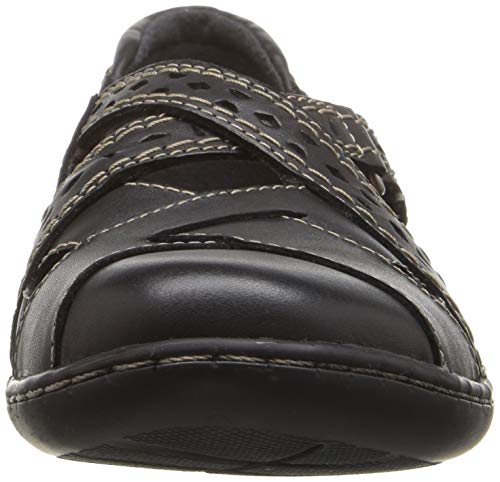 Clarks womens Ashland Spin Q Slip On Loafer, Black, 8 Wide US