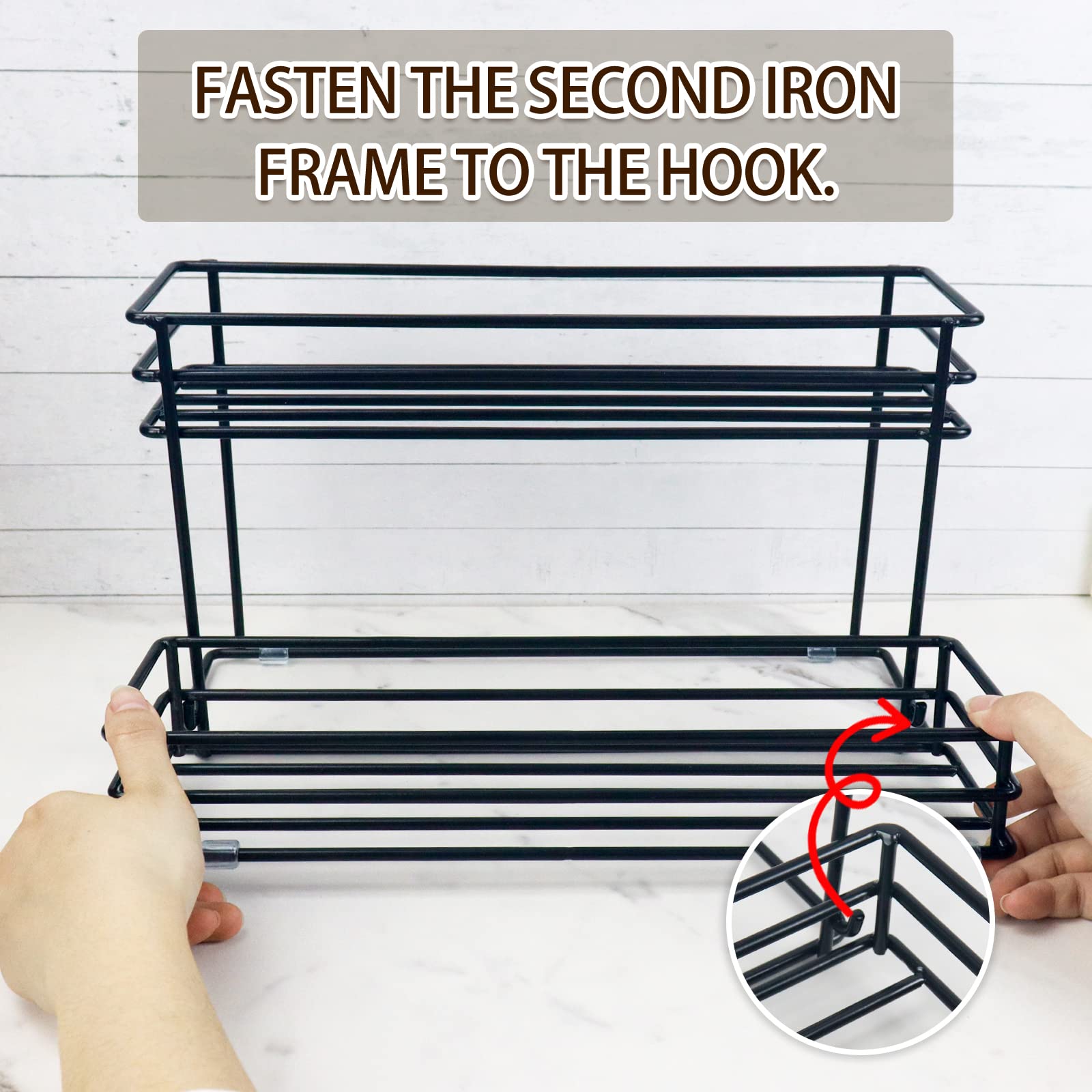 8 Bottle Coffee Syrup Organizer Rack, 2 Tier Coffee Syrup Bottle Stand Holder for Coffee Bar, Premium Wine Bottle Rack, Countertop Freestanding Tabletop Liquor Wine Rack for Dressings Cocktail(Black)