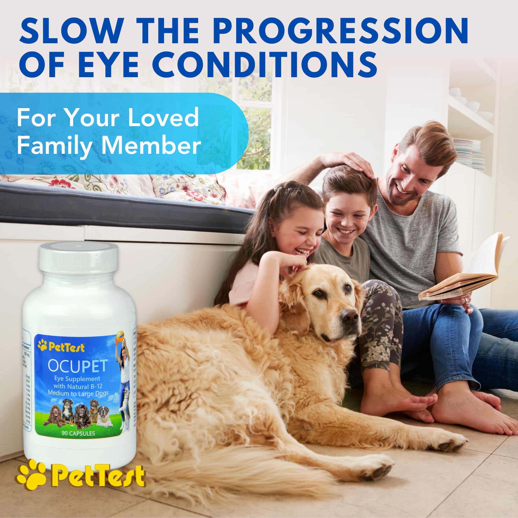 Ocupet Advanced Vision and Eye Health Supplement for Medium to Large Dogs Packed with Natural B12, Grape Seed Extract and Lutein to Support Pets with Diabetes or Eye Related Conditions-90 Capsules