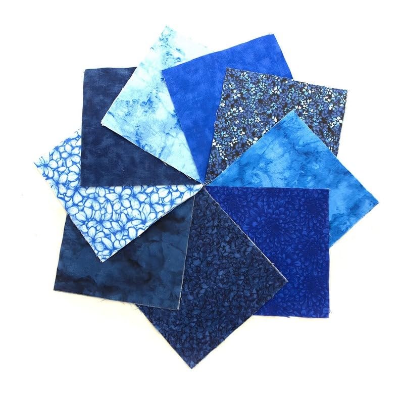 90 Pcs Fabric Strips Cute, Beautiful 100% Cotton Fabric Quilt Blue Tone-on-Tone, Width 5 inch Length 5 inch, Gift It's All Blue pre-Cut Charm Pack Squares, DIY Blanket
