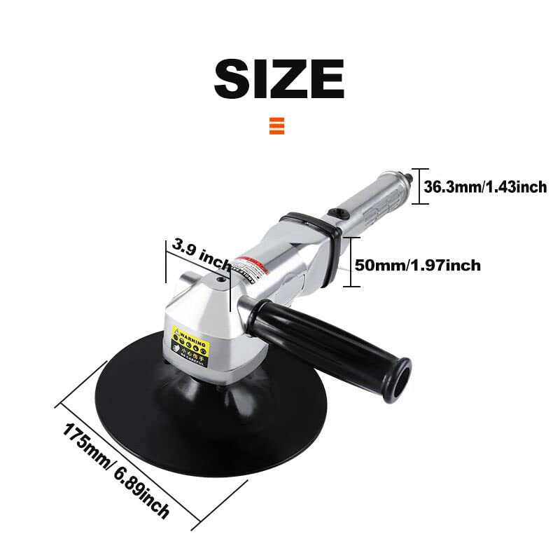 7-Inch Pneumatic Sander Heavy Duty Wet Air Sander/Polisher,Lightweight at 5.47 lbs,Adjustable Speed Up to 2500rpm Pneumatic Polisher Hand Sanding Tool
