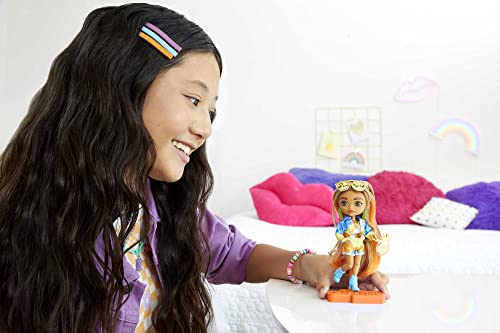 Barbie Extra Minis Doll #5 (5.5 in) Wearing Tie-Dye Jacket & Shorts, with Doll Stand & Accessories Including Sunglasses and Purse, Gift for Kids 3 Years Old & Up