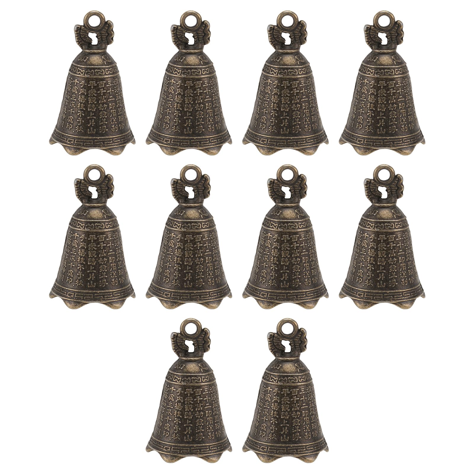DOITOOL 10Pcs Vintage Bell Iron Bell Charm Craft Retro Bell Figurine Mini Jingle Bell Feng Shui Bell for DIY Wind Chimes Doorbell Keychain Pendants
