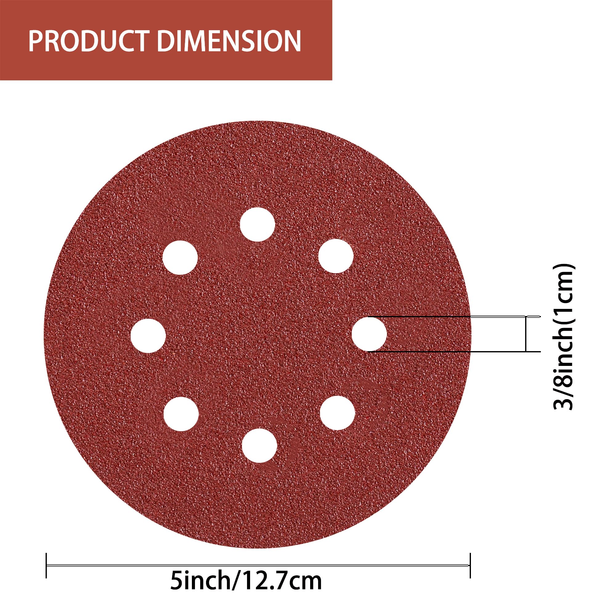 YEHBS 150pcs Sanding Discs Set, 5-Inch 8-Hole Sandpaper, Including 60,80,100,120,150,180,240,320,400,600 Grit for Woodworking or Automotive