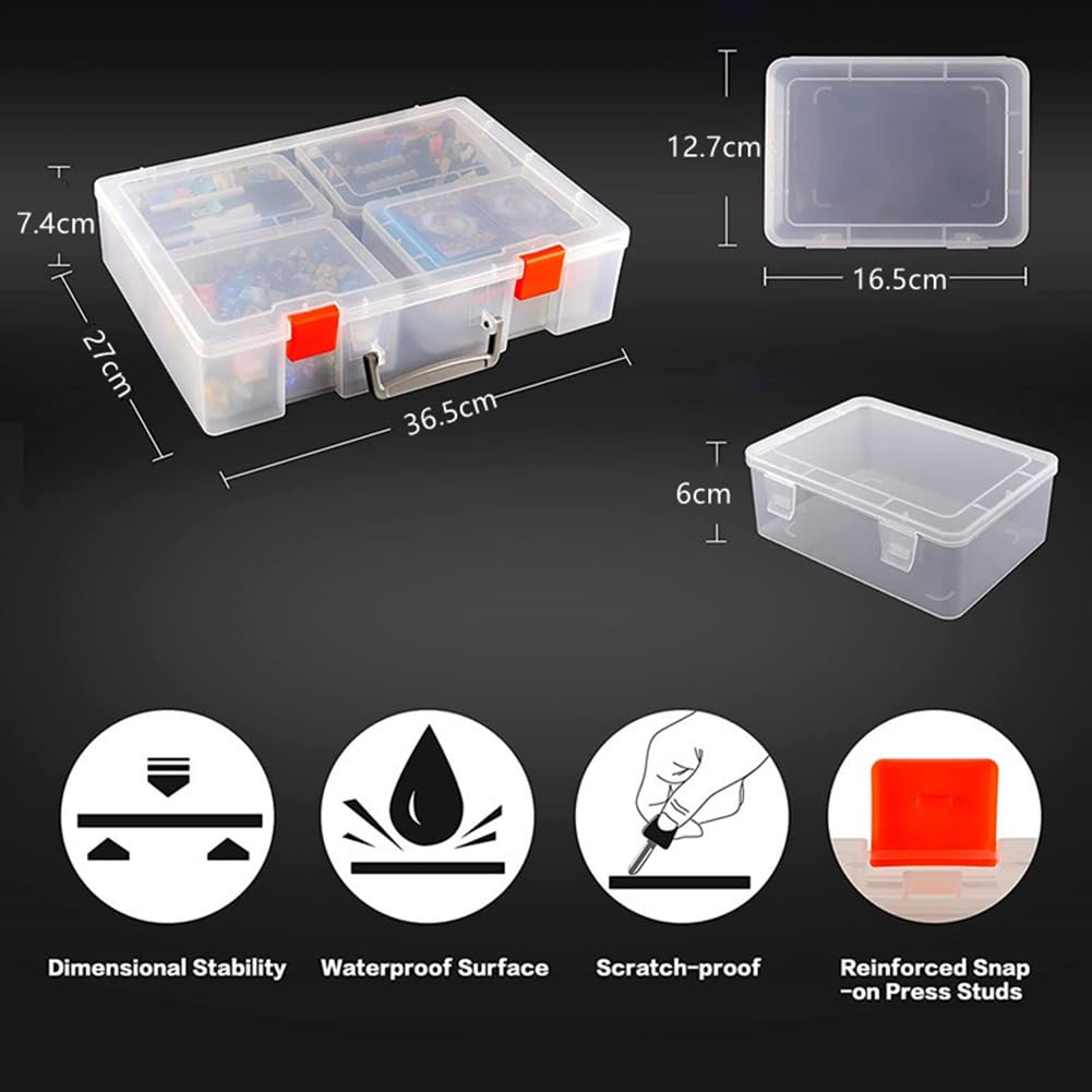 Chemlliy Portable Plastic Storage Box, Art & Craft Organizer with Handle, Clear Storage Bins Container for Organizing Tool, Craft, Bead, Lego, Sewing