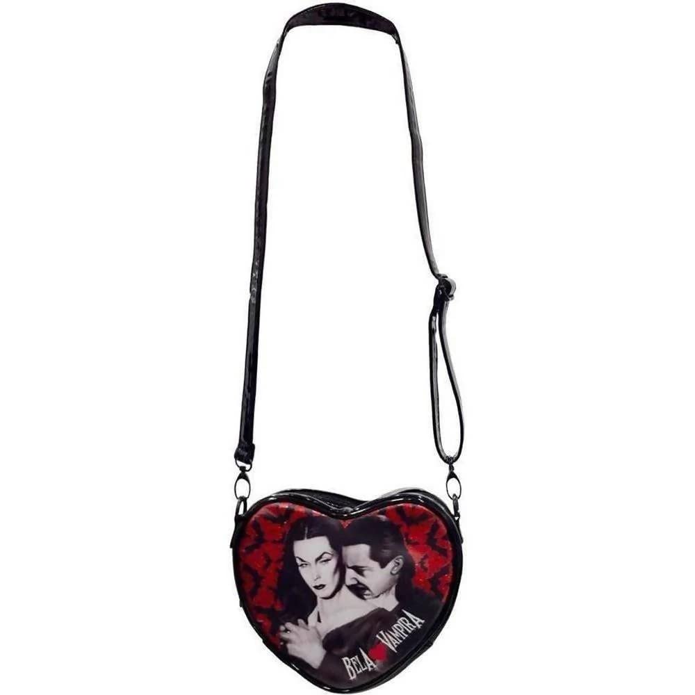 Bela Loves Vampira Mini Heart Wristlet Purse Kreepsville 666 Horror Fashion Bag