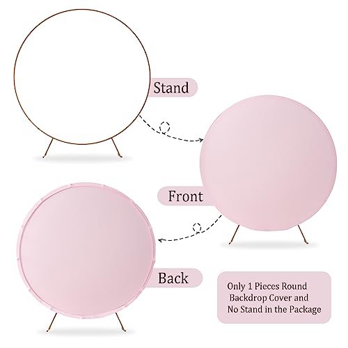 7.2ft Baby Pink Round Backdrop Cover Suitable for 7ft/7.2ft Circle Stand Polyester Iovry Birthday Party Wedding Photography Circle Arch Backdrop Cover