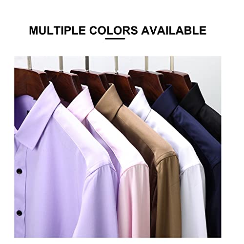 ATOFY Men's Long Sleeve Dress Shirt Regular Fit Casual Button-Down Solid Shirts(Blue, M)