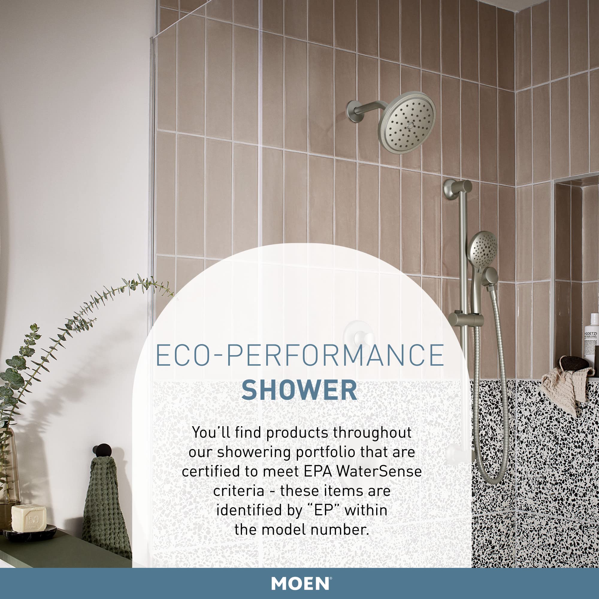 Moen Brantford Oil Rubbed Bronze Shower Trim Kit, featuring Eco-Performance Wide Rain Shower Head and Traditional Shower Lever Handle, (Posi-Temp Valve Required), T2252EPORB
