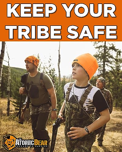 Atomic Bear Paracord Bracelet (2 Pack) - Adjustable - Fire Starter - Loud Whistle - Perfect for Hiking, Camping, Fishing and Hunting - Black & Black+Orange