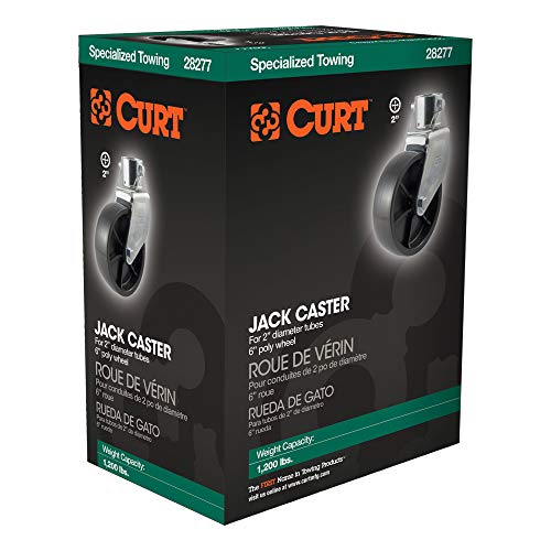 CURT 28277 6-Inch Caster Trailer Jack Wheel Replacement, Fits 2-In Tube, 1,200 lbs