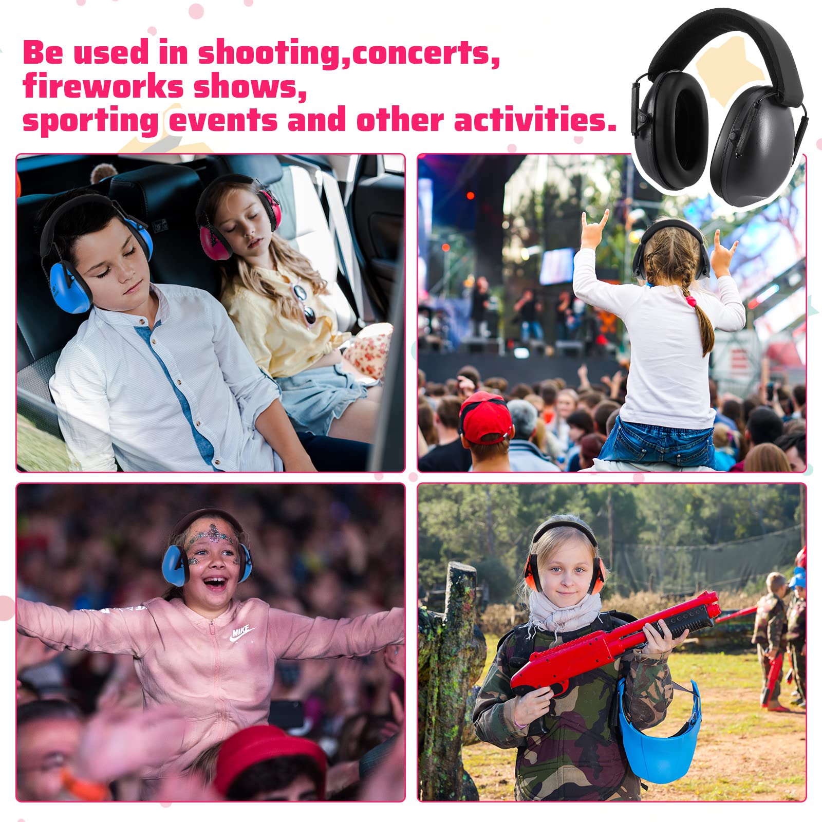 Amylove 12 Pcs Kids Noise Cancelling Headphones Bulk Ear Muffs Noise Protection 27dB Autism Sensory(Pretty Style)