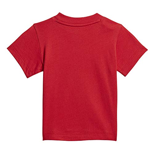 adidas Originals Men's 3 Stripes Cropped Long Sleeve T-Shirt, Lush Red/White, 18M