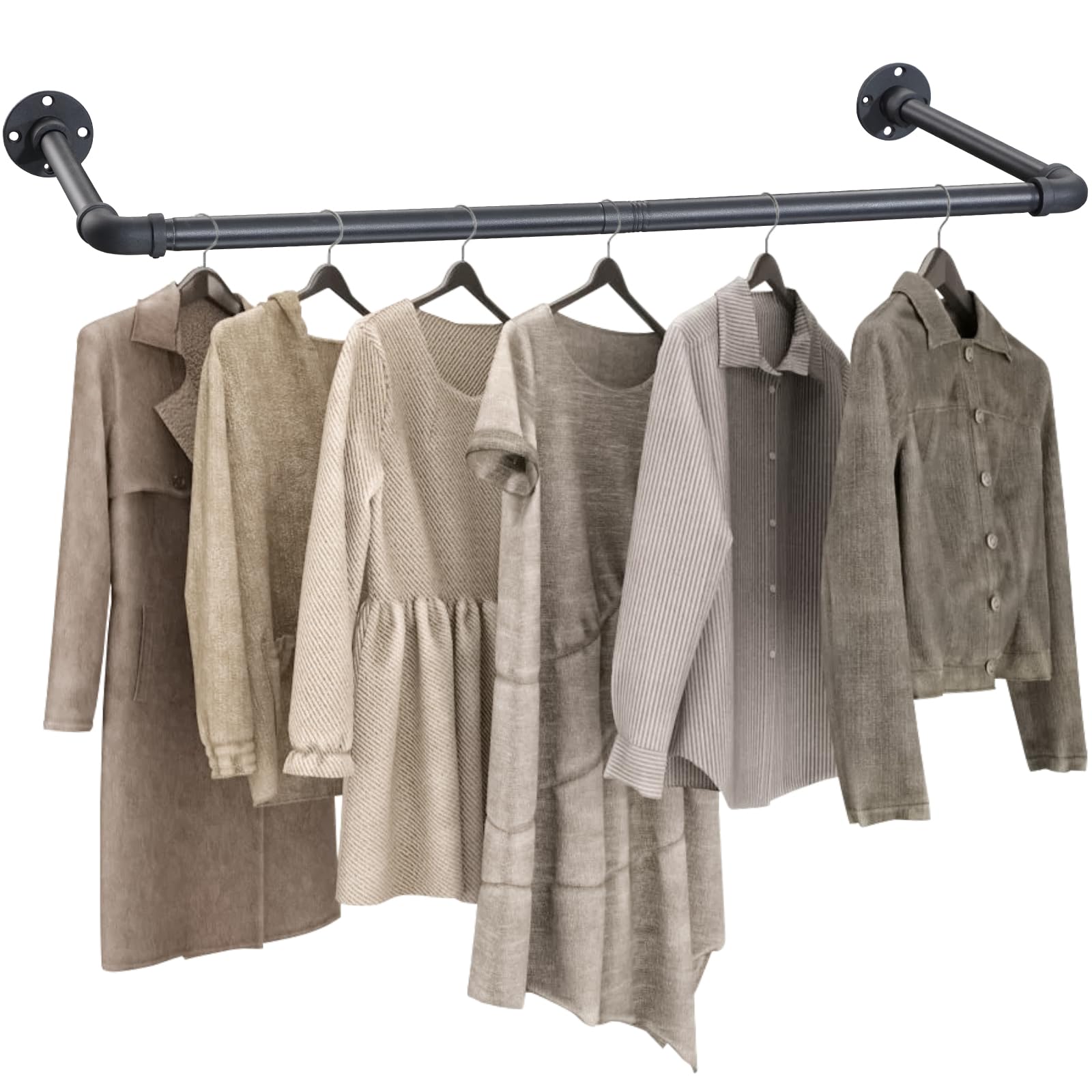 Fayesioal Clothes Rack, 32 inches Industrial Pipe Clothing Racks for Hanging Garment Racks Heavy Duty Wall Mounted Closet Rod
