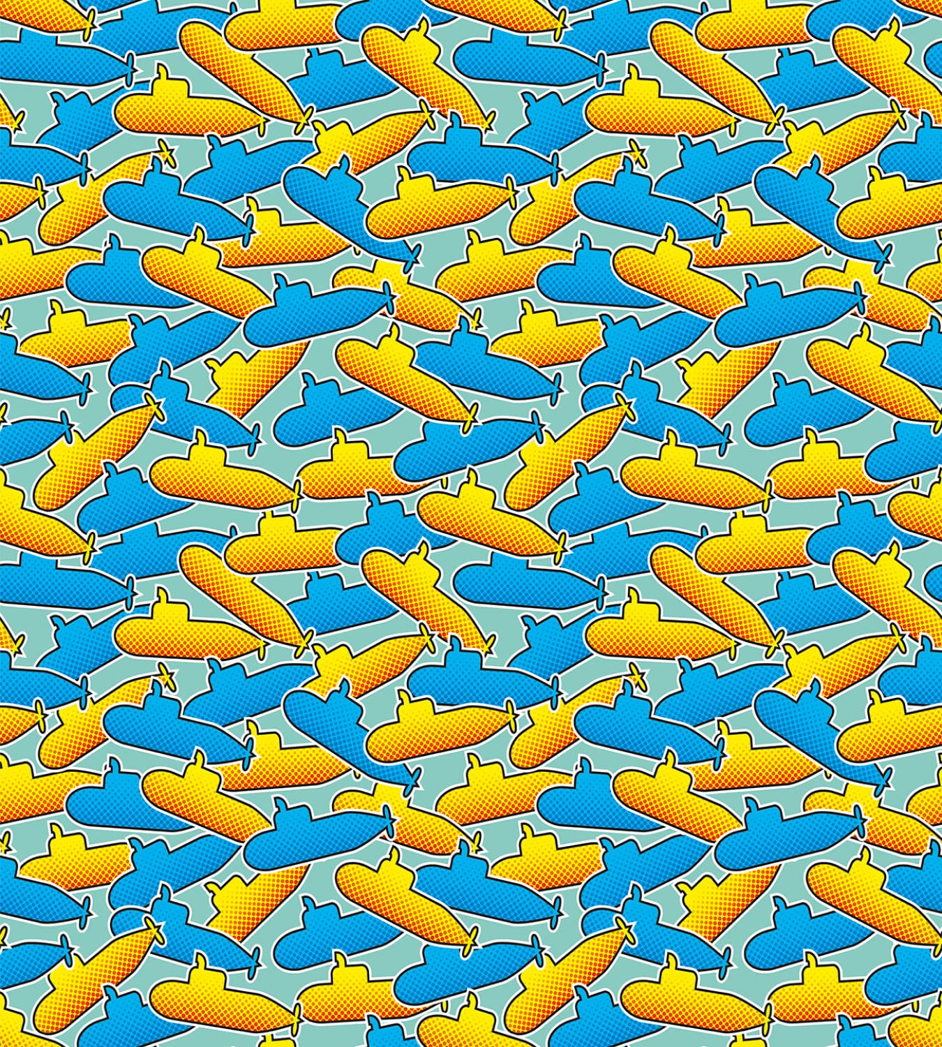Ambesonne Yellow Submarine Duvet Cover Sets, Pop Art Style Retro Underwater Theme Classical Submarine Design Print, Bedding Set with 2 Duvet Covers & 4 Pillowcases, 2 Pack King Size, Yellow and Blue