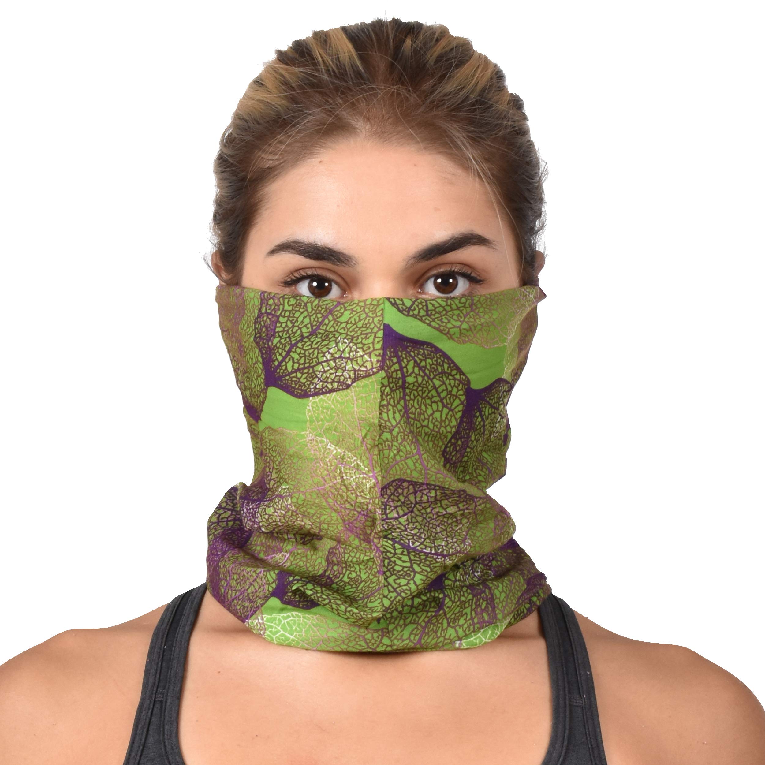 Active Tube Recycled Neck Gaiter Face Mask, Breathable Running Fishing Hiking (Leafy Green)