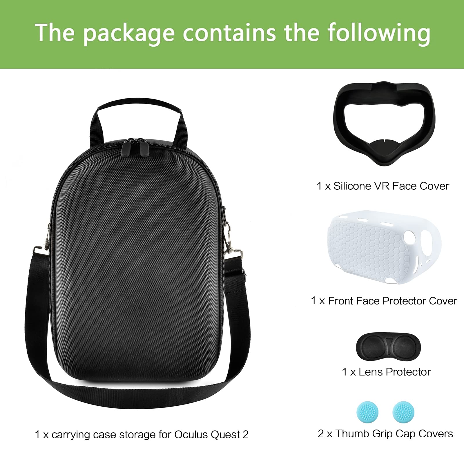 ALKOO Heart Monitor Case + 6 in 1 Bundle Compatible with Oculus Quest 2 Case Accessories