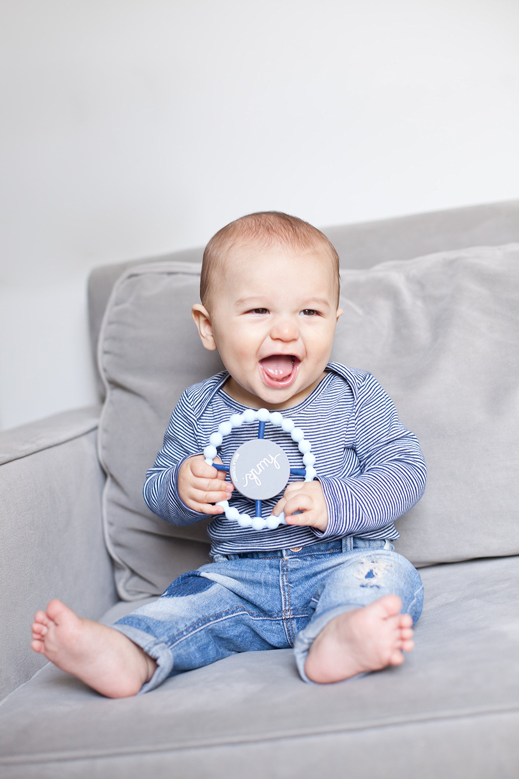 Bella Tunno Happy Teether for Boys – Soft & Easy Grip Baby Boy Teether Toy, Silicone Teether Ring to Help Soothe Gums, Non-Toxic and BPA Free, Hunk