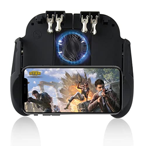 Acupress Mobile Game Controller with Silent Cooling Fans/Phone Holder, Phone Gamepad Fits for 4.7-6.5 inches (iOS/Android), for Music Games, FPS Games