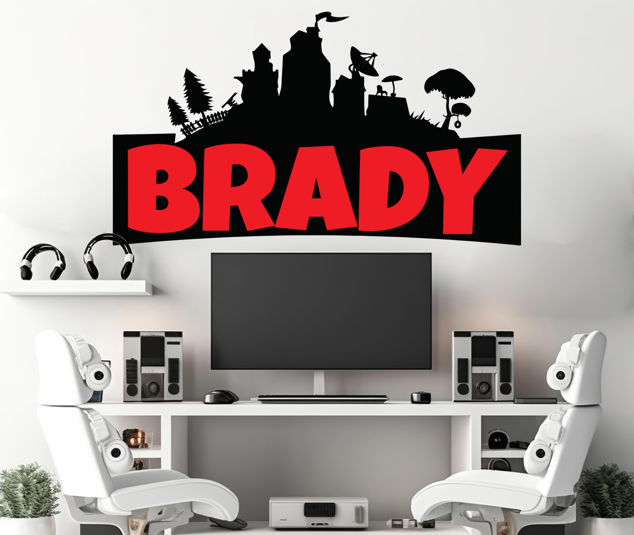 Custom Name Wall Decal - Famous Game Wall Decoration - Wall Decals for Gaming Room Decor - Party Decorations - Wall Decal for Home Bedroom Nursery Playroom Decoration (Wide 30"x16" Height)