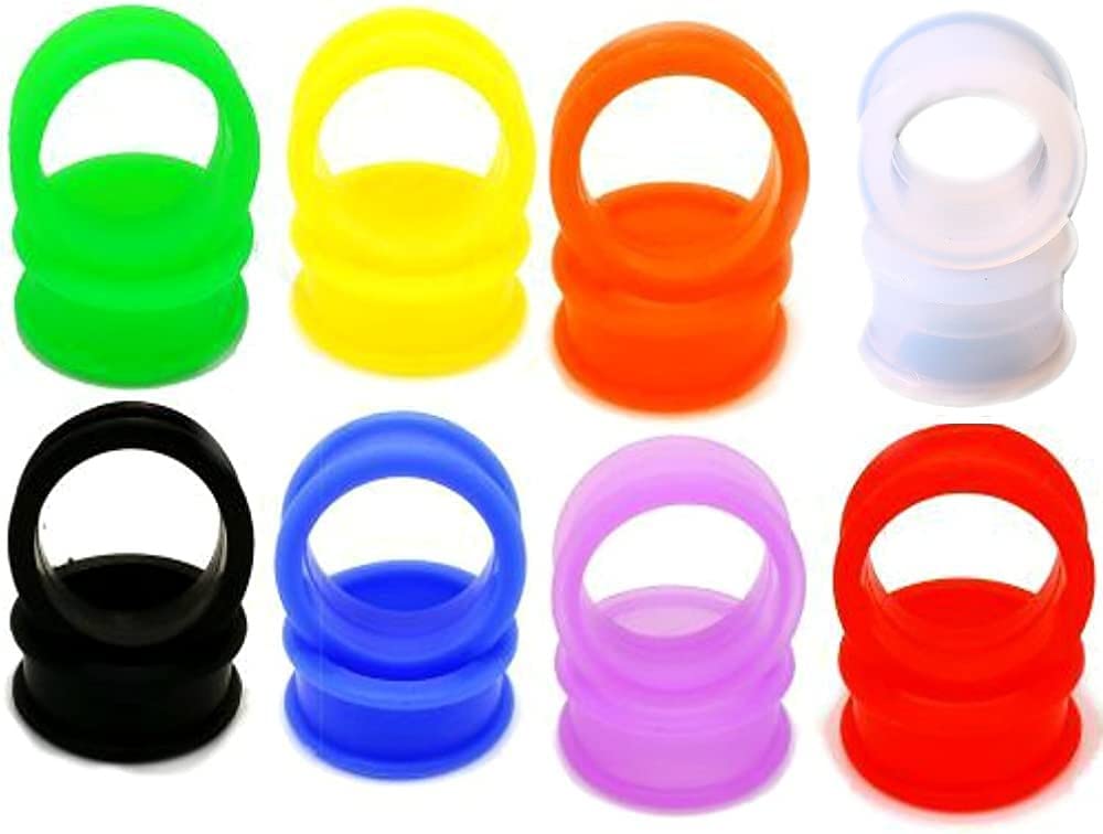 All 8 Pairs SoScene Silicone Flared Lip Ear Gauge Tunnels 16 Ear Plugs Total (6MM (2 GAUGE))