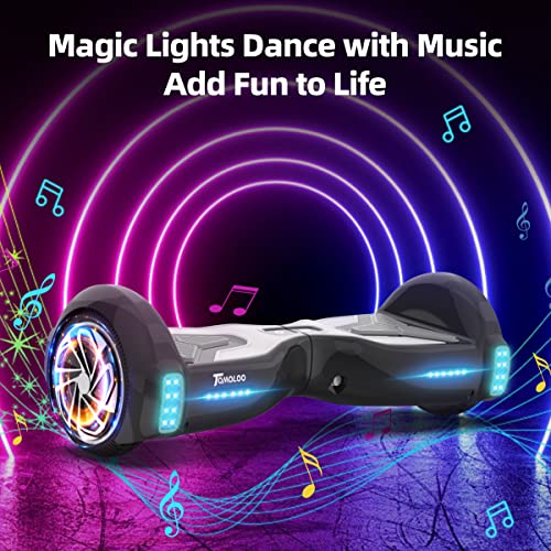 TOMOLOO Hoverboard, 6.5" Two-Wheel Self Balancing Scooters with LED Rhythm Lights and Bluetooth Speaker for Beginners(Children and Adults)