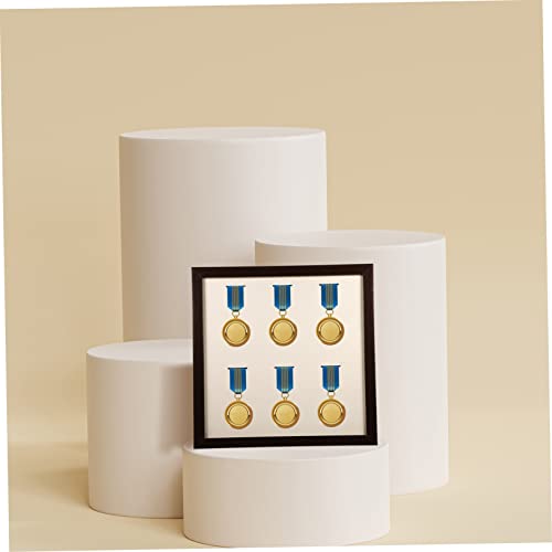 GAFOKI Box Medal Display Frame Multi Purpose Hanger Wood Easel Stand Desktop Decor Sports Medal Display Box Medal Frame Shadow Box Display Case Medal Holder Badge Photo Holder Metal Wood